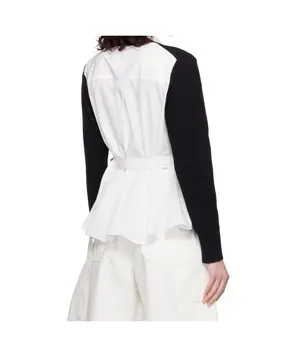 Sacai Knitted Jumper With Layered Hem - Black