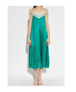 IRO PARIS Lace-trimmed Silk Midi Dress