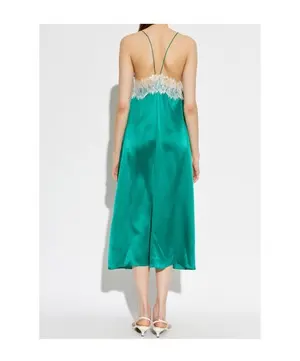 IRO PARIS Lace-trimmed Silk Midi Dress