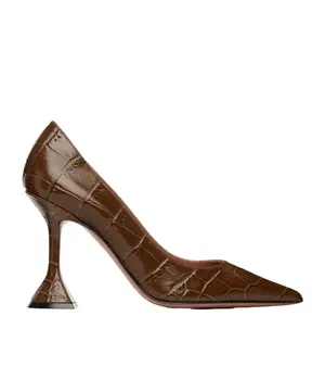 Amina Muaddi Ami Pump 95 Pointed-toe High Heels - Brown