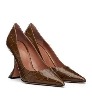 Amina Muaddi Ami Pump 95 Pointed-toe High Heels - Brown