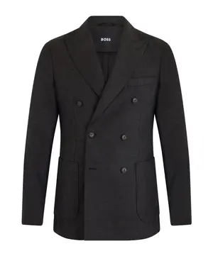 Hugo Boss Double-breasted Wool Blazer - Black