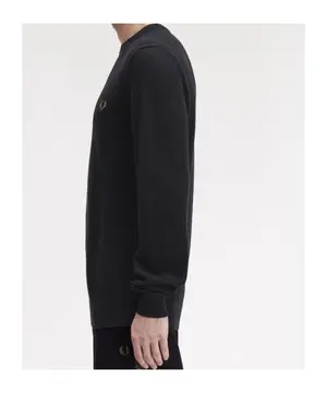 Fred Perry Piqué-stitched Crewneck Top - Black