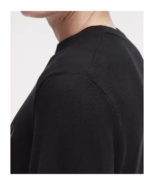 Fred Perry Piqué-stitched Crewneck Top - Black