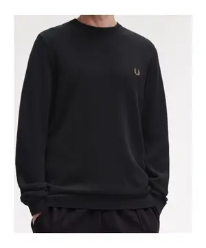 Fred Perry Piqué-stitched Crewneck Top - Black