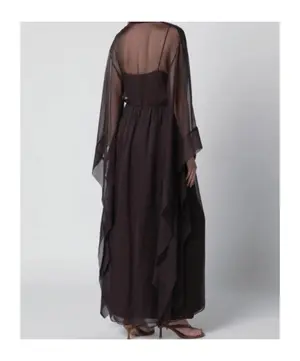 Alberta Ferretti V-neck Maxi Dress With Flowy Wide Sleeves