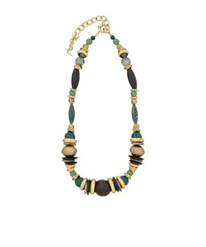 Saint Laurent Statement Necklace In Gemstones, Wood, Resin, And Metal - Multicolor