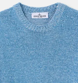 Stone Island Crewneck Jumper With Ribbed Details - Light Blue