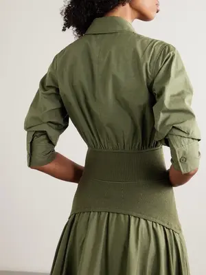 Simkhai Gathered-sleeve Cropped Shirt - Green