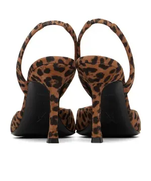 Amina Muaddi Camelia 90 Sling Leopard Print High-heeled Sandals - Black