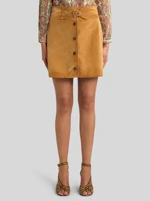 Etro Suede Mini Skirt With Buckle Detail