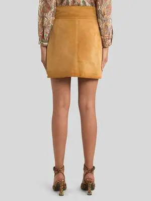 Etro Suede Mini Skirt With Buckle Detail