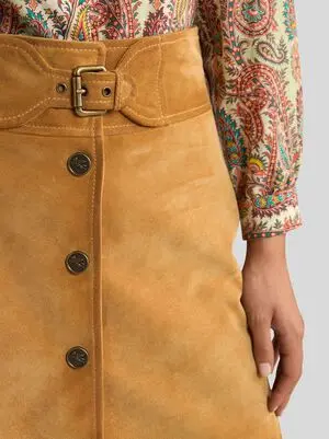 Etro Suede Mini Skirt With Buckle Detail