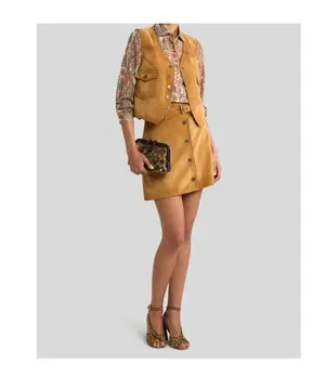 Etro Suede Mini Skirt With Buckle Detail