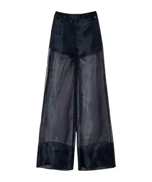 TWINSET Sheer Organza High-waisted Wide-leg Trousers