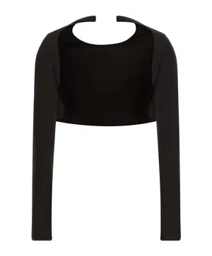 TOM FORD Crew Neck Backless Long Sleeve Top - Black