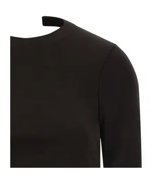 TOM FORD Crew Neck Backless Long Sleeve Top - Black