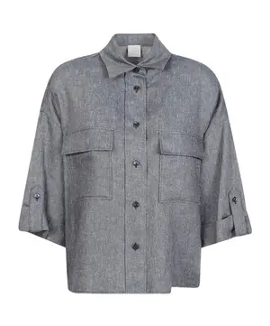 Eleventy Boxy Pocket Short Sleeves Shirt Jacket - Gray