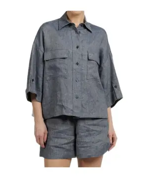 Eleventy Boxy Pocket Short Sleeves Shirt Jacket - Gray