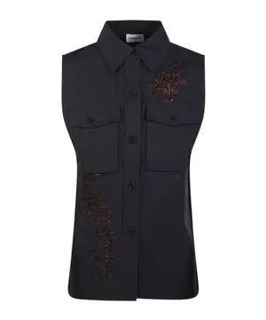P.a.r.o.s.h Embroidered Sleeveless Shirt - Black