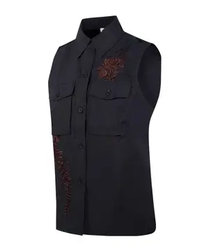 P.a.r.o.s.h Embroidered Sleeveless Shirt - Black