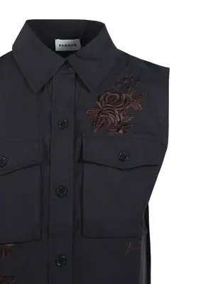 P.a.r.o.s.h Embroidered Sleeveless Shirt - Black