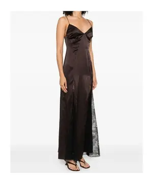 Staud Trinity Satin Gown With Lace Insets