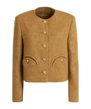 BLAZÉ MILANO Collarless Wool Bolero Jacket - Brown