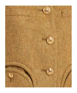BLAZÉ MILANO Collarless Wool Bolero Jacket - Brown