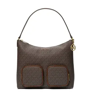 Michael Kors Monogram Shoulder Bag With Dual Front Pockets
