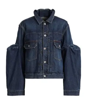 Sacai Denim Jacket With Button Detailing - Blue