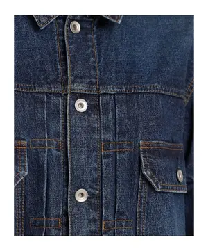 Sacai Denim Jacket With Button Detailing - Blue