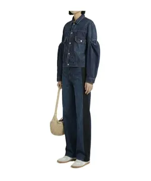 Sacai Denim Jacket With Button Detailing - Blue