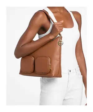 Michael Kors Merritt Large Pebbled Leather Cargo Shoulder Bag