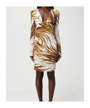 Just Cavalli Tropical Print V-neck Mini Dress - Brown