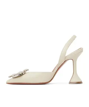 Amina Muaddi Begum 95 Sling Pointed-toe High-heeled Sandals - Almond-colored