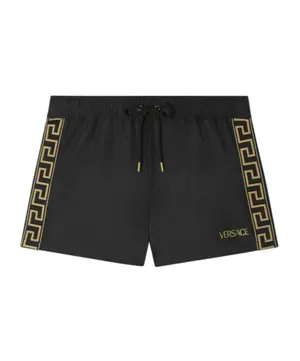 Versace Greca Drawstring Swim Shorts - Black