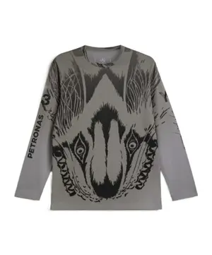 Y3 Mercedes Amg Petronas Formula 1 Team Wolf Graphic Long Sleeve T-shirt - Gray