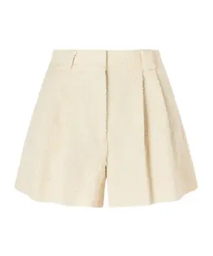 BLAZÉ MILANO Cotton-blend Tweed Shorts With Pleated Front - Cream