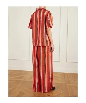 Proenza Schouler Striped Short-sleeved Shirt With Scarf Neck - Red