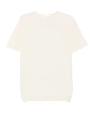ROBERTO COLLINA Short-sleeve Knitted Silk T-shirt - Ecru