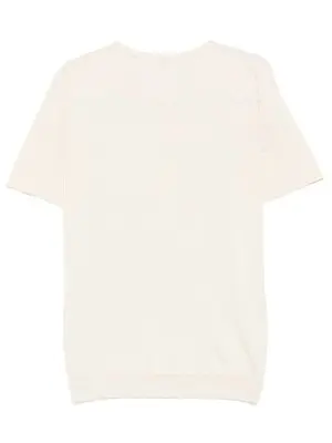 ROBERTO COLLINA Short-sleeve Knitted Silk T-shirt - Ecru
