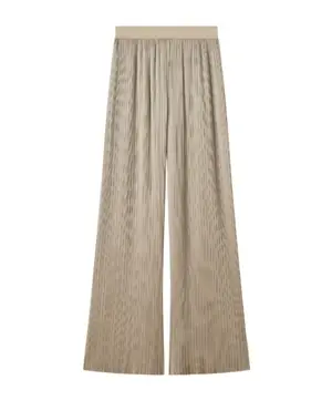 JOSEPH Amber Pleated Satin Wide Leg Trousers - Powder