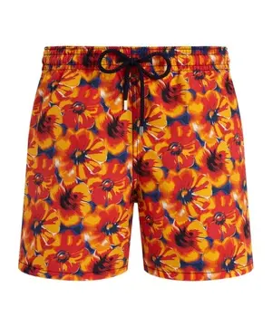 Vilebrequin Drawstring Floral-print Swim Shorts - Blue