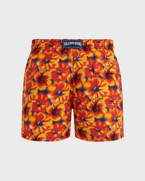 Vilebrequin Drawstring Floral-print Swim Shorts - Blue