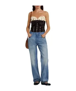 Valentino Garavani High Rise Viscose Straight Jeans