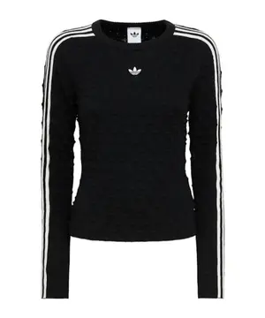 ADIDAS ORIGINALS Textured Knit Top With Signature Stripes