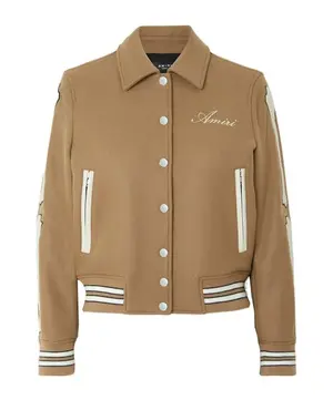 Amiri Bones Appliquéd Wool-blend Twill Bomber Jacket - Brown