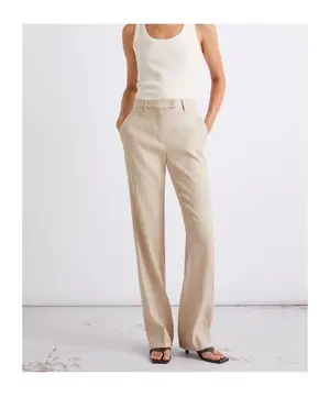 Marella Herringbone Stretch Linen-blend Trousers