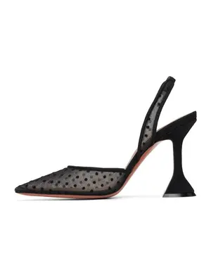 Amina Muaddi Holli 95 Lace Sling Pointed-toe High-heeled Sandals - Black